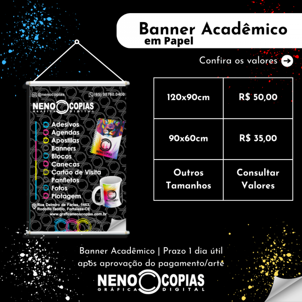 Banner Acadêmico em Papel Papel Matte 130g Madeira e cordinha - Gráfica ...